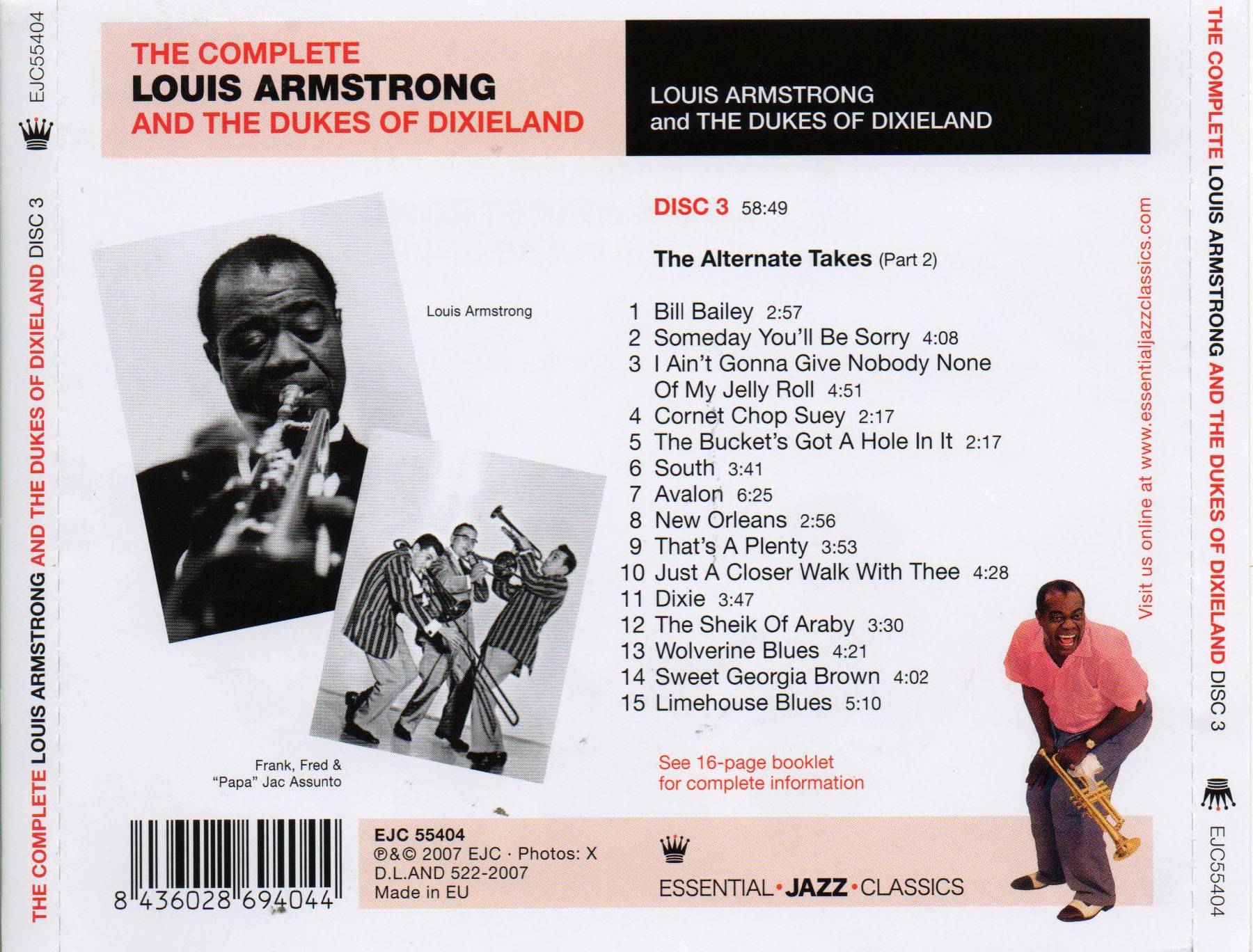 Louis Armstrong The Complete Louis Armstrong And The Dukes Of Dixieland ...